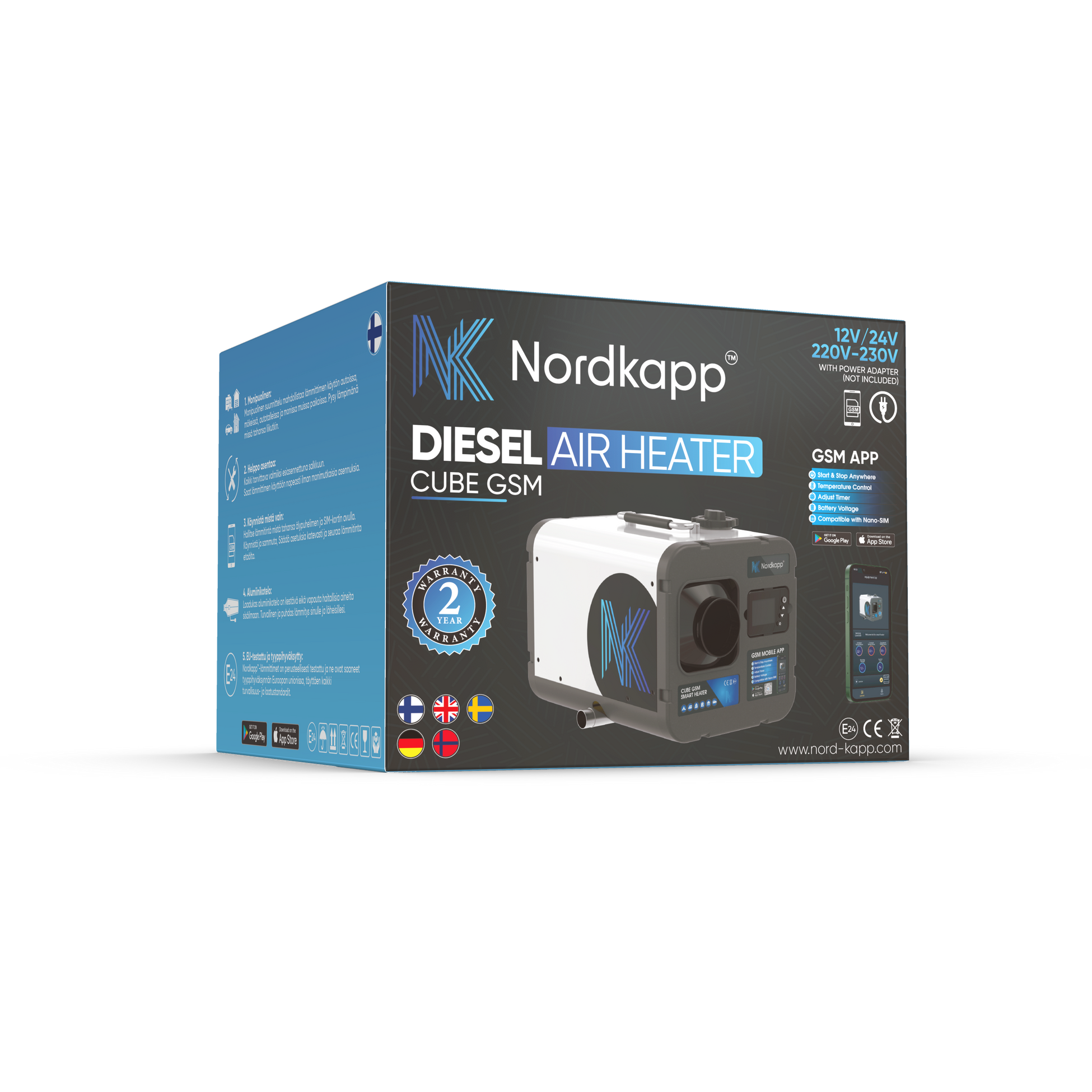 Nordkapp™ Cube GSM 4G & 5G Diesel-Ilmalämmitin 5kW & 8kW 12V/24V - 230 ...
